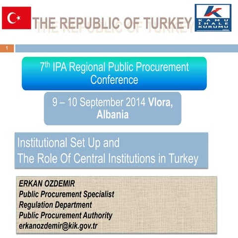 Turkey Presentation, Erkan Ozdemir, PPA, Institutional set up, 7th ...
