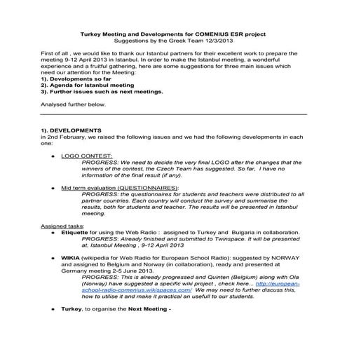 Turkey meetinganddevelopments | PDF