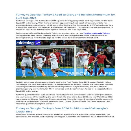 Turkey vs Georgia Tickets: Turkey's Road to Glory and Building Momentum ...