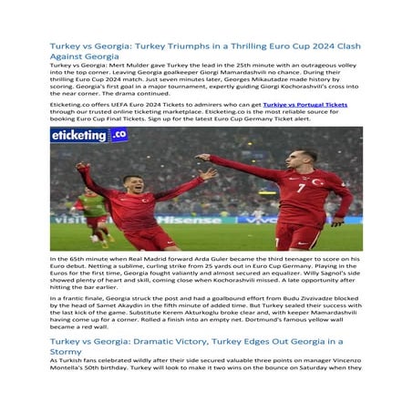 Turkey vs Georgia Tickets: Turkey Triumphs in a Thrilling Euro Cup 2024 ...