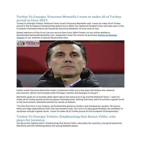 Turkey Vs Georgia Vincenzo Montella I want to make all of Turkey proud ...