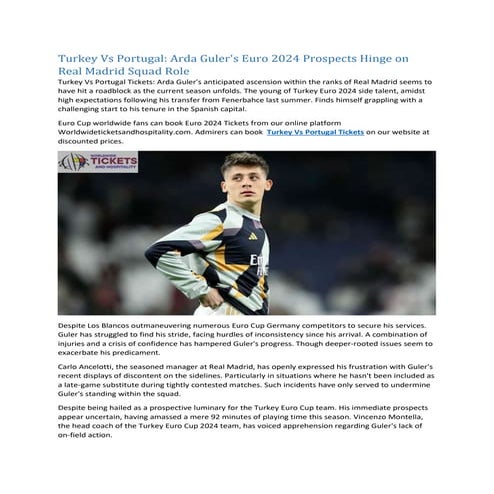 Turkey Vs Portugal Arda Gulers Euro 2024 Prospects Hinge on Real Madrid ...