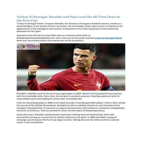 Turkey Vs Portugal Ronaldo and Pepe Lead the All Time Chart in the Euro ...