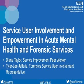 South Staffordshire Shropshire Healthcare NHS FT- Service user ...