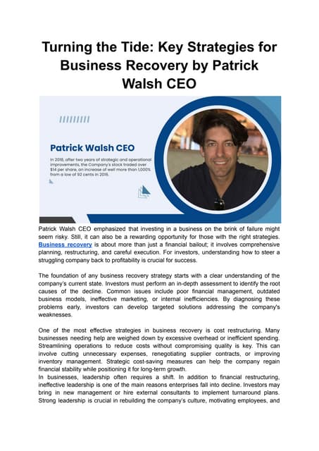 Patrick Walsh Ceo presentations