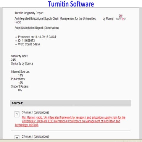 Example output from TurnItIn Software | PPT