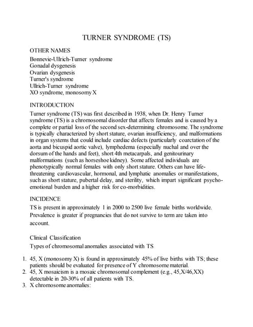 Turner's syndrome | PPTX
