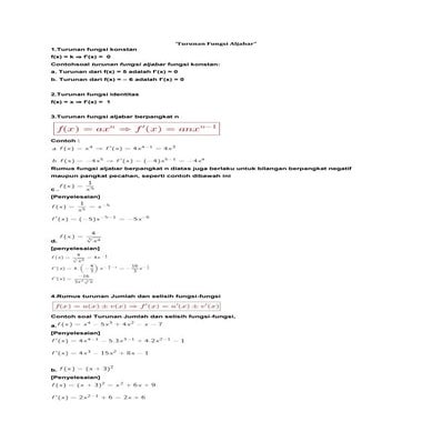 Turunan fungsi aljabar microsoft office world | DOCX