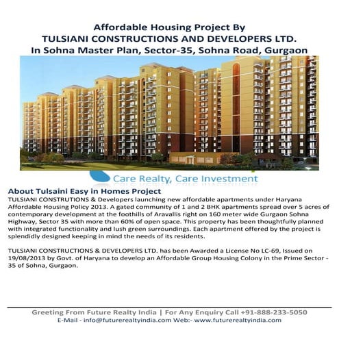 The Ridge Residency Sector 25 Sohna Affordable Luxury Housing Project | PDF
