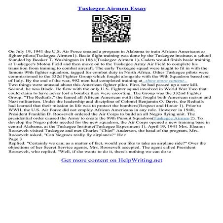 Tuskegee Airmen Essay | PDF