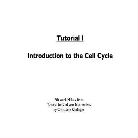 Introduction to the Cell Cycle (Tutorial) | PDF