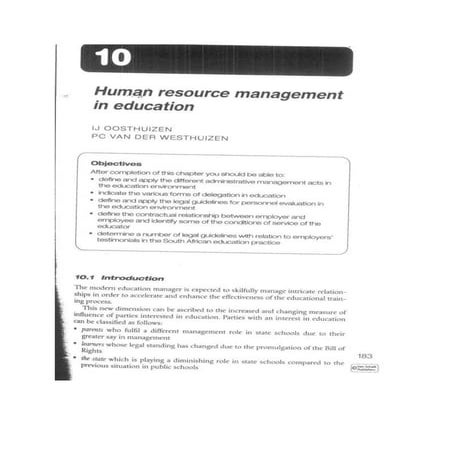 TUT EDU420 Theme 3 Chapter - Human resource management in education | PDF