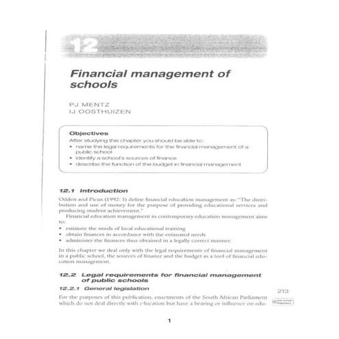 TUT EDU420 Theme 5 Chapter - Financial Management of Schools | PDF