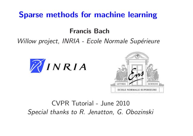 Cvpr2010 Sparse Coding And Dictionary Learning For Image Analysis Part 1 Sparse Models In