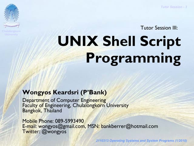 Sysprog Tutor 03 Unix Shell Script Programming Ppt 2315
