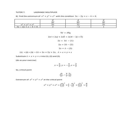 MTH3101 Tutor 7 lagrange multiplier | PDF | Physics | Science