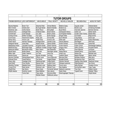 Tutor group list | XLS