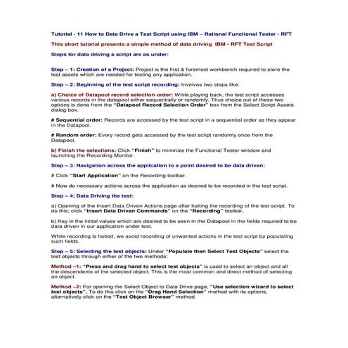 Rft Tutorial 5 How Do We Record Data Verification Point For Test Ob 6956