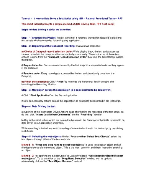 Rft Tutorial 11 How To Data Drive A Test Script Using Ibm Rational
