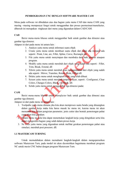 Belajar mastercam lathe x5 | PDF