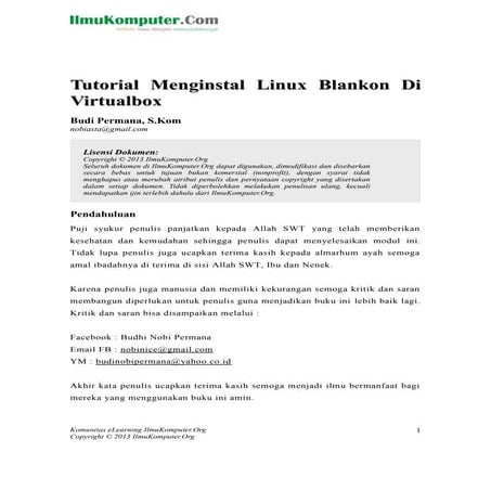 Tutorial menginstal-linux-blankon-di-virtualbox | PDF