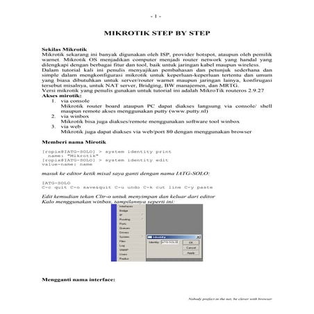 Tutorial mikrotik-step-by-step | DOC