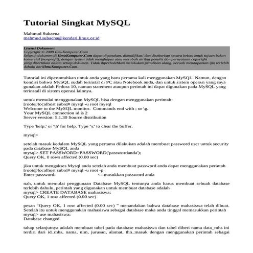 Tutorial Mysql Pdf