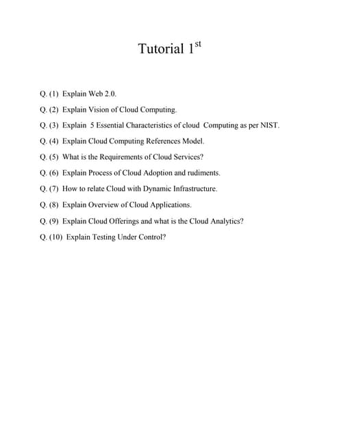 Tutorial 2nd cloud computing (IT-702) | DOCX | Cloud Computing | Internet