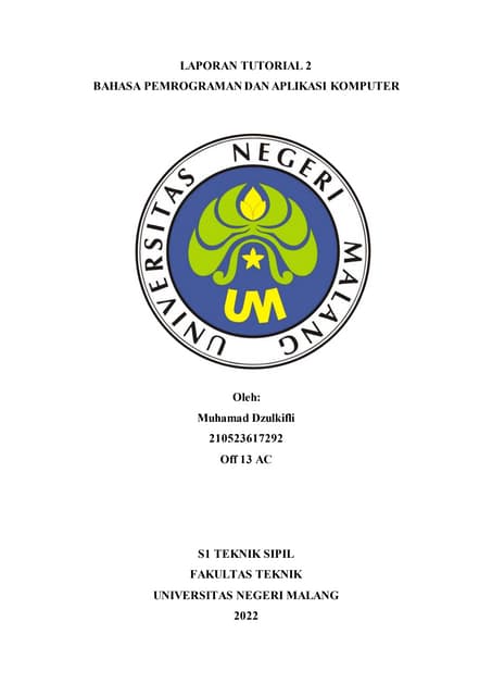 Tutorial 2 bahasa pemrogaman | PDF Tutorial 2 bahasa pemrogaman | PDF