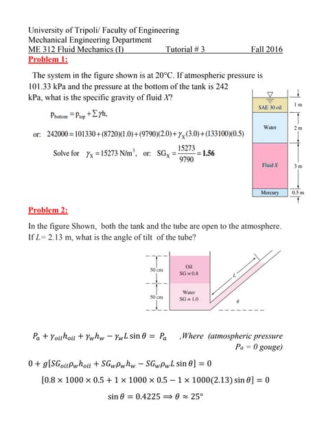 Fluid Mechanic Lab - Hydrostatic Pressure | PDF | Chemistry | Science