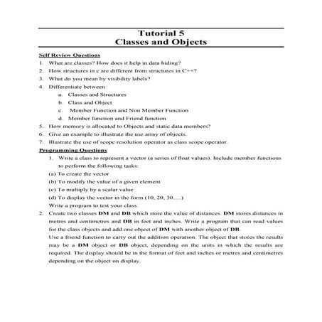 Tutorial 5 Classes 1 Pdf