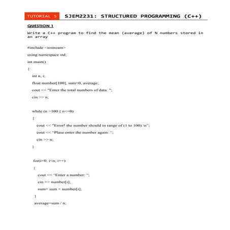 C Tutorial 5 Pdf 