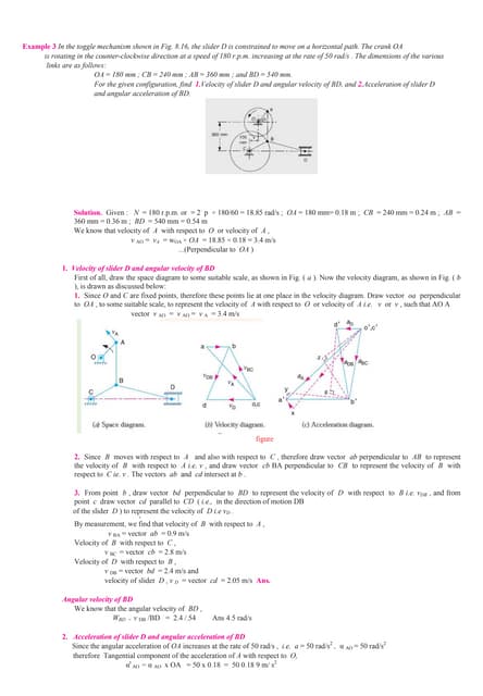 Theory of machines solution of exercise | PDF