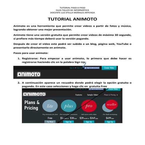 Tutorial animoto | PDF