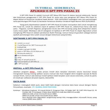 TUTORIAL APLIKASI ESPT PPH 21 | DOCX