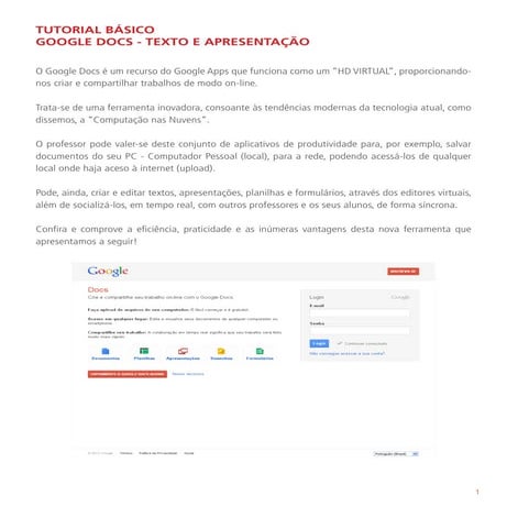Tutorial básico google docs | PDF