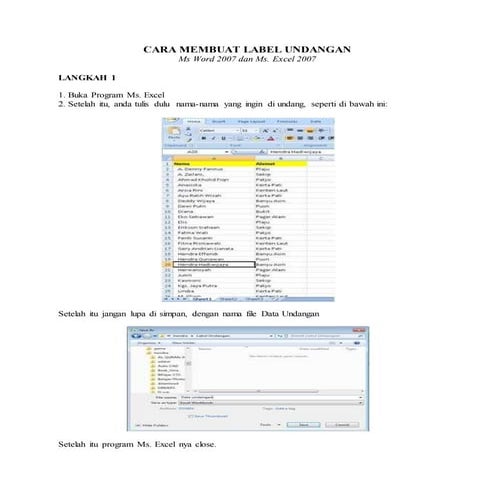 Tutorial buat label undangan | PDF