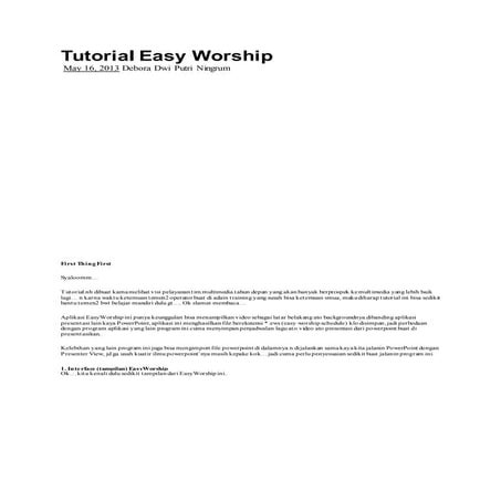 Tutorial easy worship | DOCX