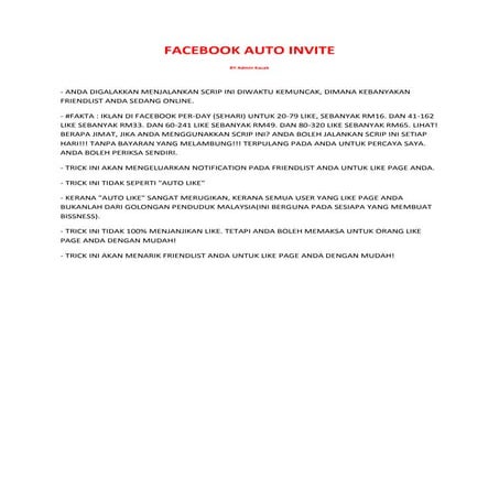 Tutorial Facebook Page Auto Invite | PDF
