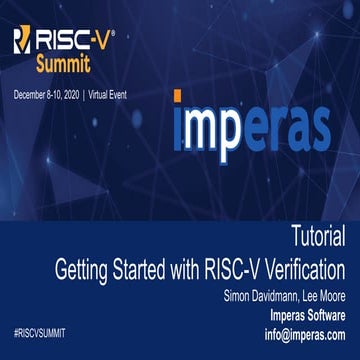 Tutorial Getting Started With Risc V Verification Ppt