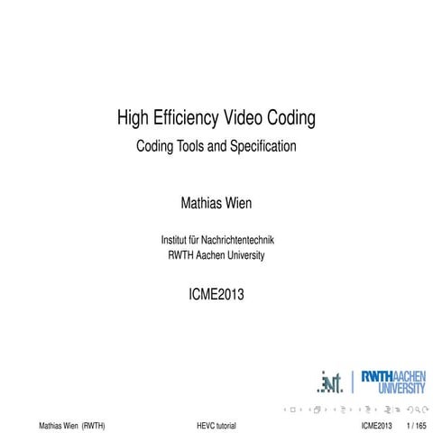Tutorial High Efficiency Video Coding Coding Tools And Specification