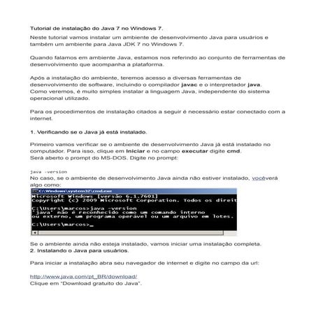 Tutorial instalacão java | PDF