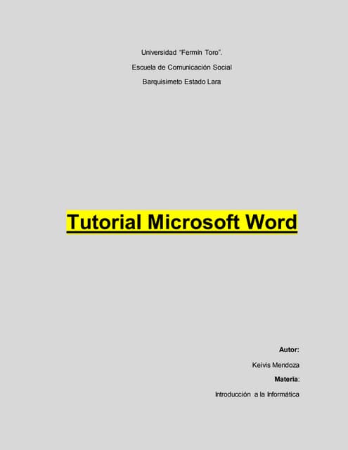 El entorno visual de trabajo de microsoft word | DOCX
