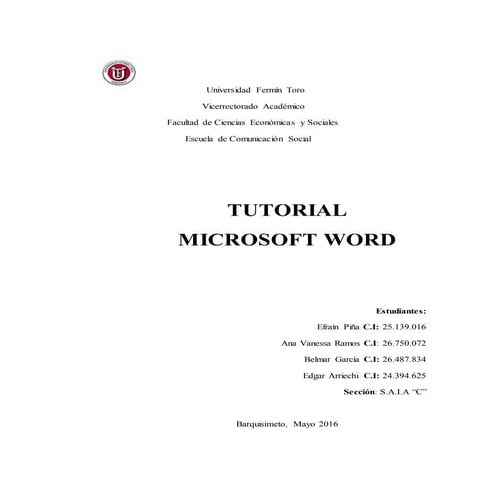 Microsoft Word Tutorial Ppt