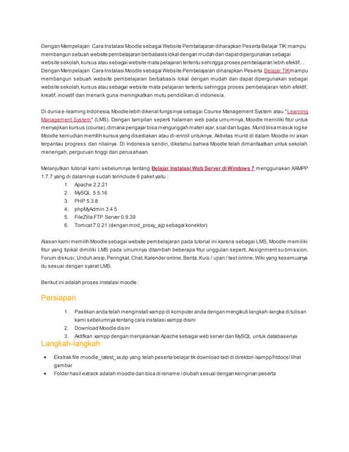 Tutorial instalasi moodle 2.3.3 | PPT