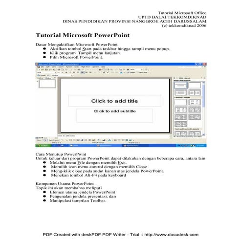 Tutorial ms power point 2007 | PDF