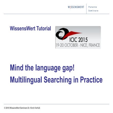 Mind the language gap! Multilingual Searching in Practice | PPT