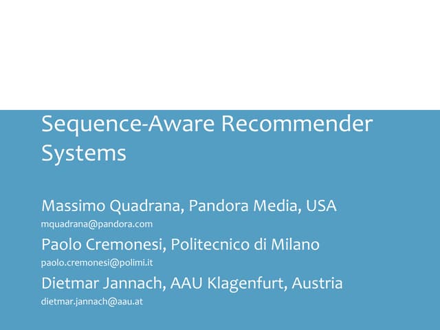 Tutorial On Sequence Aware Recommender Systems Umap 2018 Pptx Operating Systems Computer