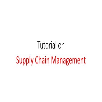 SUPPLY CHAIN MANAGEMENT TUTORIAL AND ACTIVITIES | PDF
