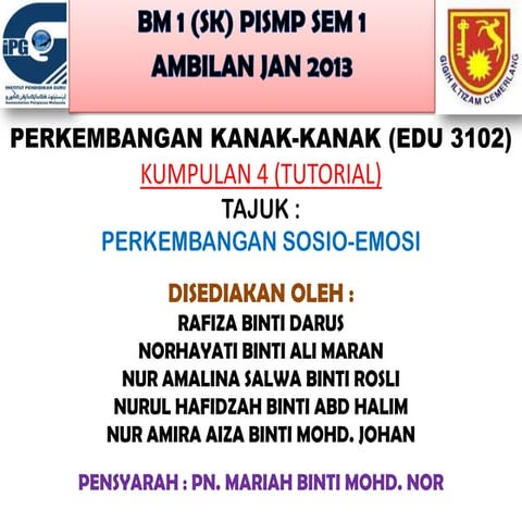 EDUP3103 : TEORI PSIKOSOSIAL ERIK ERIKSON | PDF